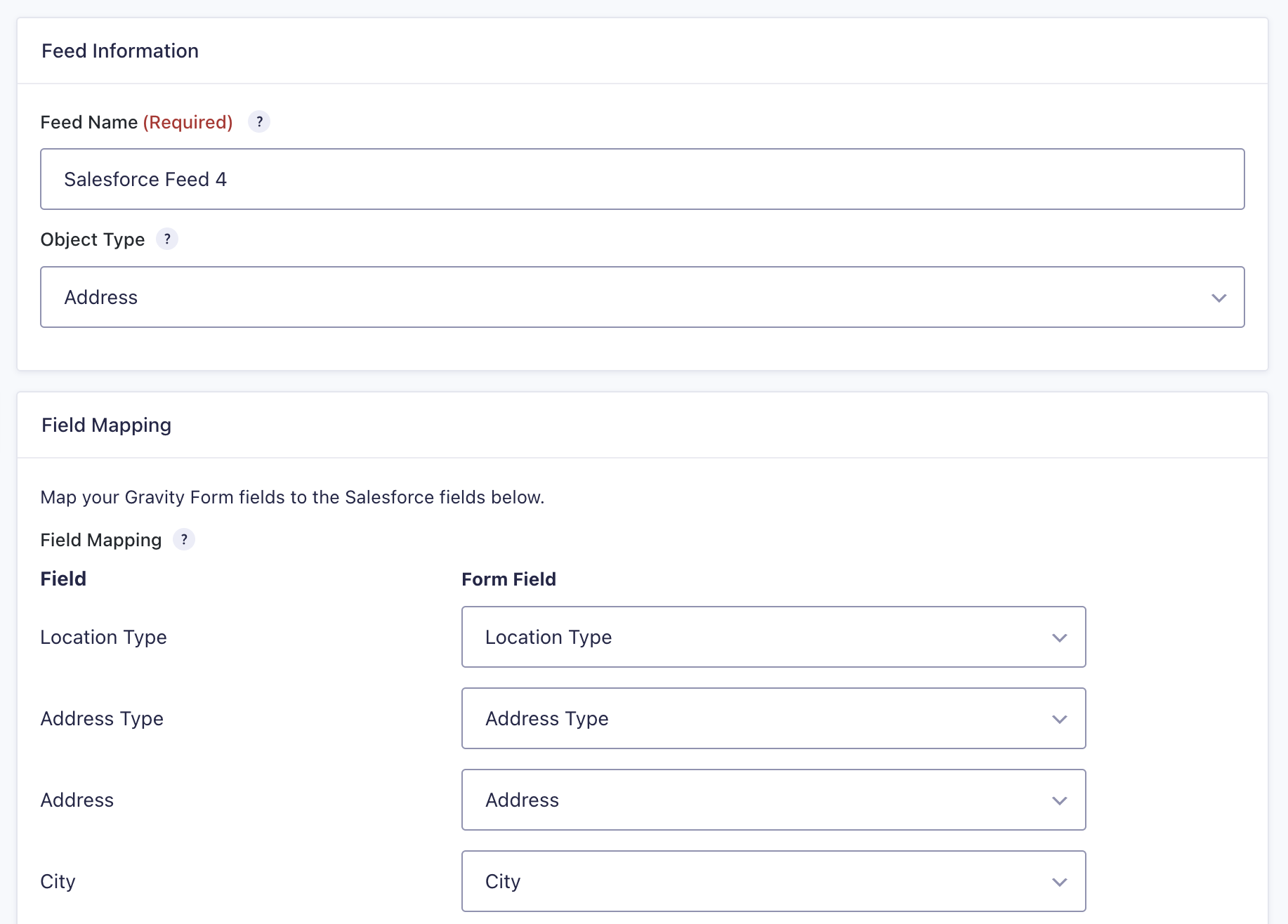 Creating a Feed for the Salesforce Add-On - Gravity Forms Documentation